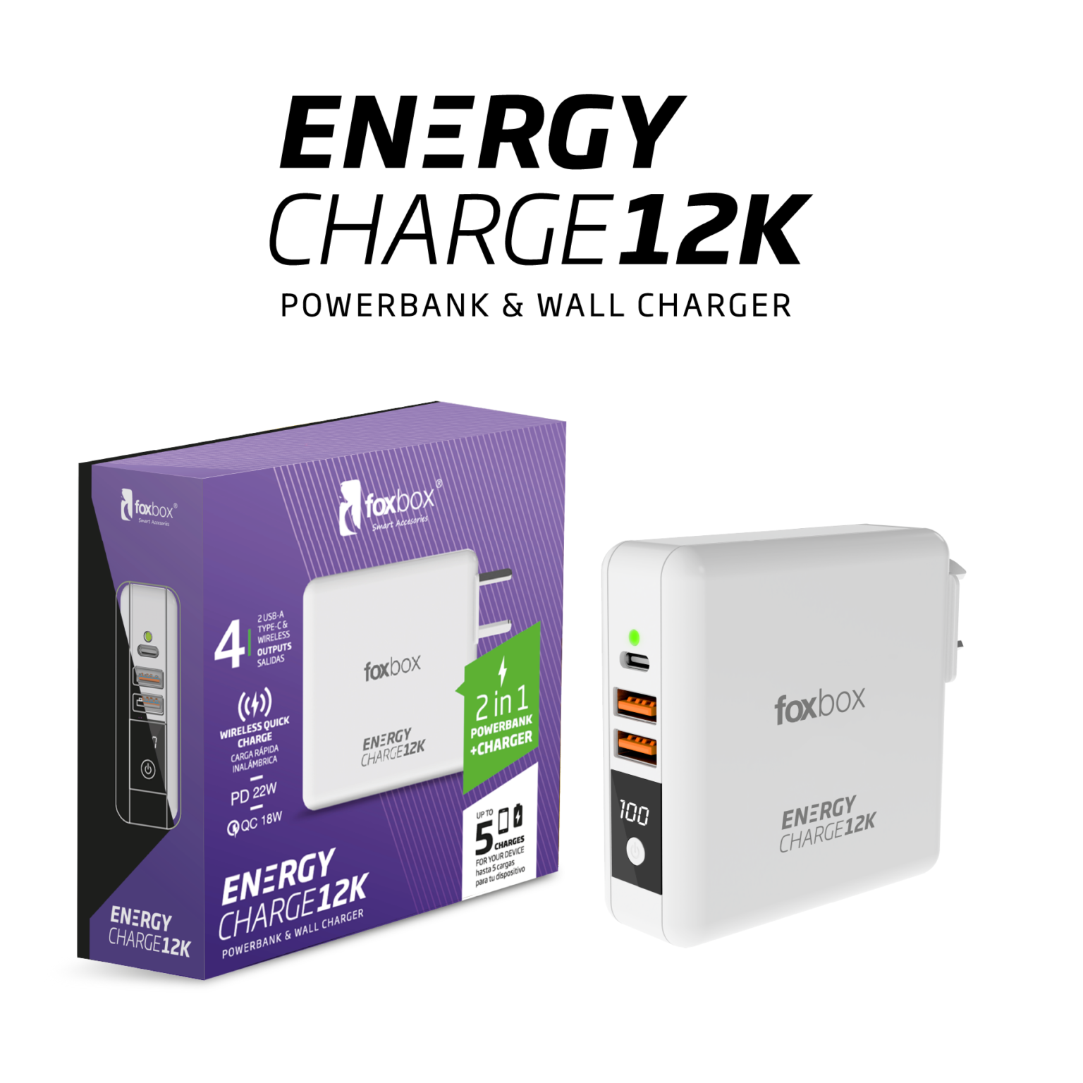 Powerbank Energy Charge 6500 - Foxbox Carga rápida y segura